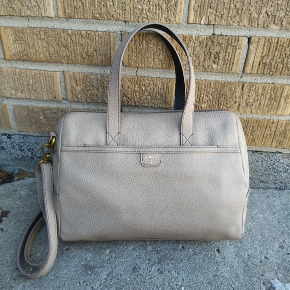 Fossil | Bags | Fossil Cognac Taupe Tan Brown Pebble Leather Mimi ...